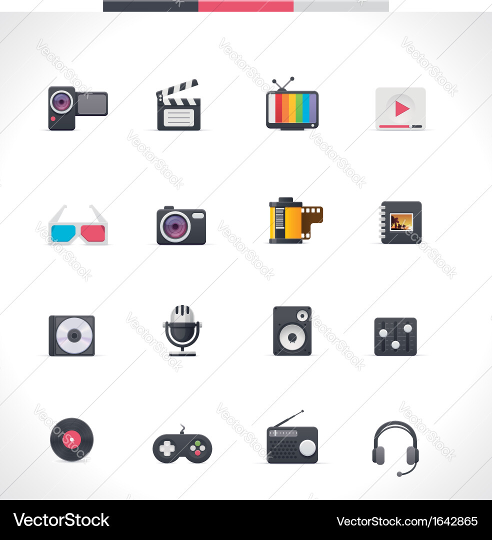 Multimedia icon set Royalty Free Vector Image - VectorStock