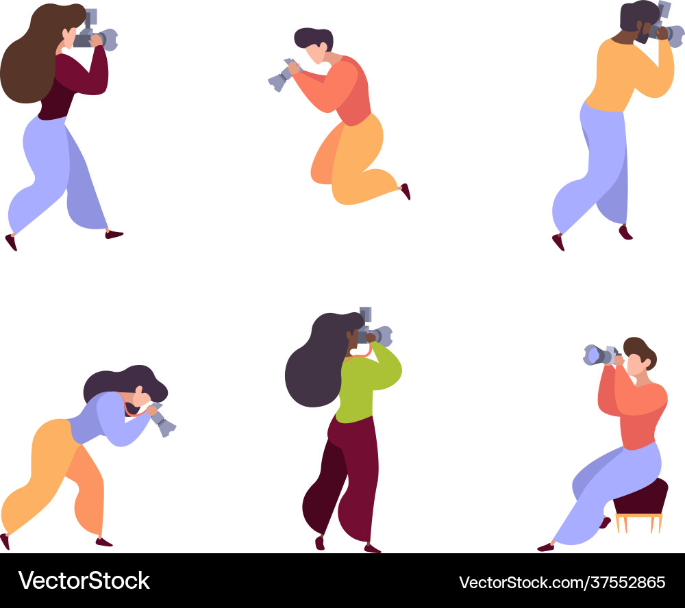 Photographers professional workers with digital Vector Image