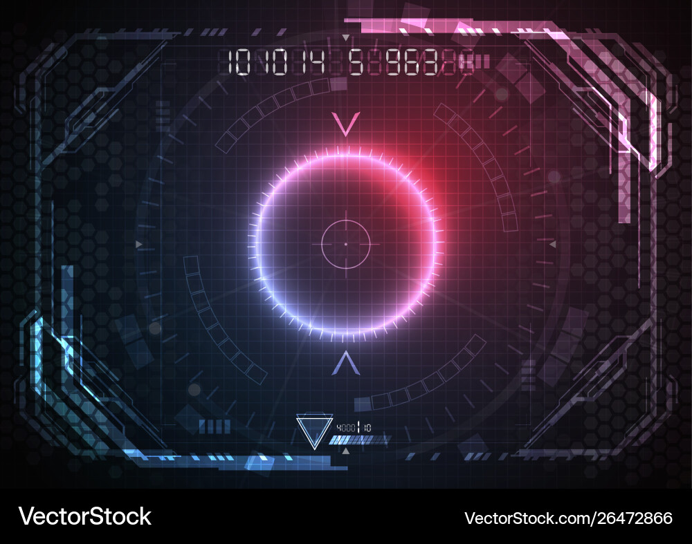 Blue red light futuristic border interface Vector Image