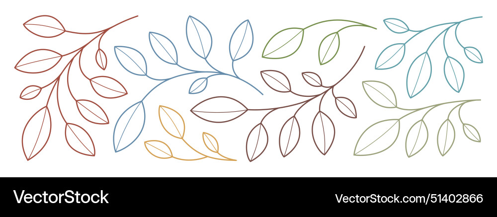 Colorful leaf branches minimalist Royalty Free Vector Image