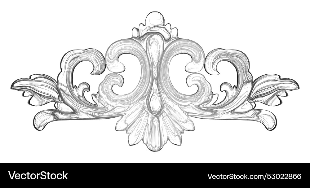 Decorative plant element in baroque style outline Vector Image