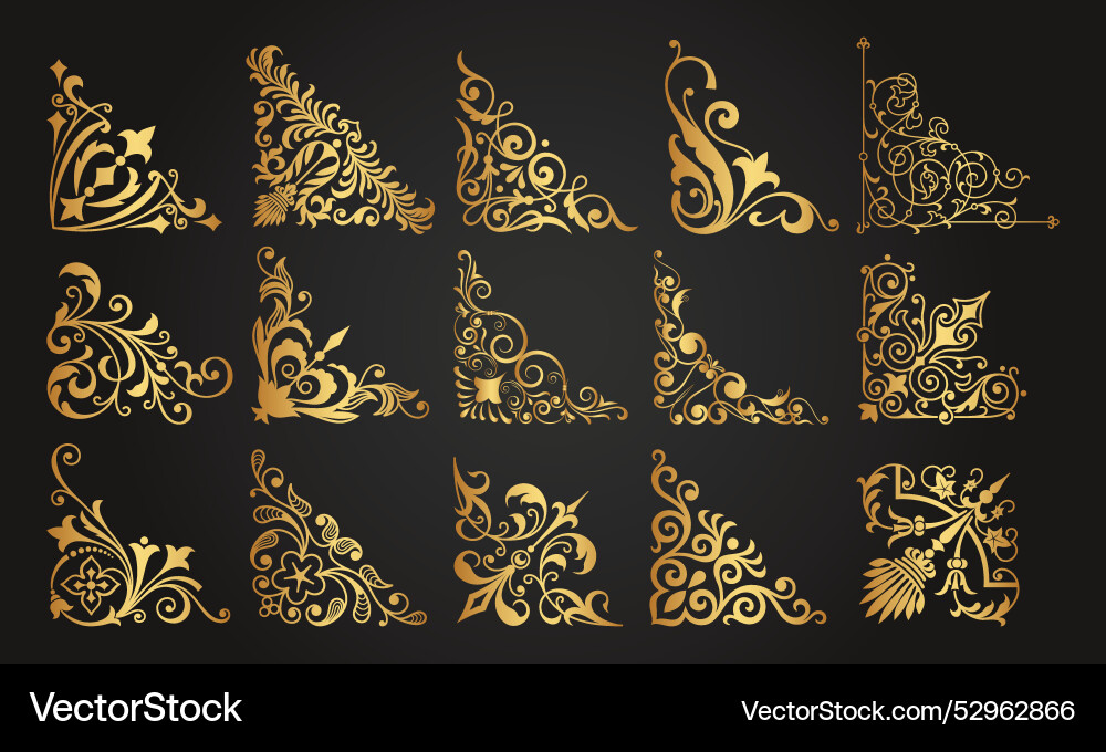 Elegant Calligraphic Corner Set Royalty Free Vector Image