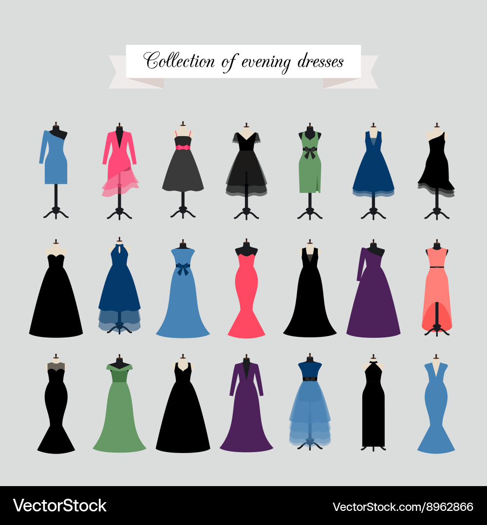 Elegant Evening Dress Icons Royalty Free Vector Image