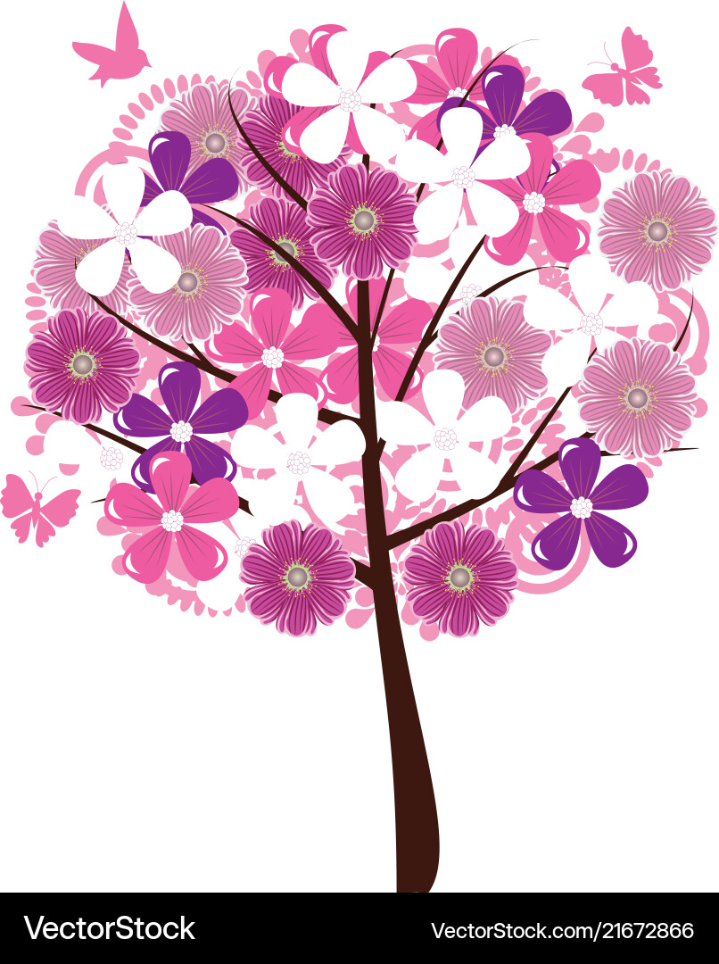 Floral tree Royalty Free Vector Image - VectorStock