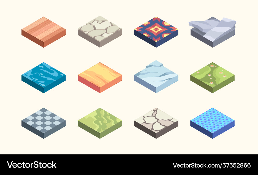 Isometric ground platforms rock and earth Vector Image