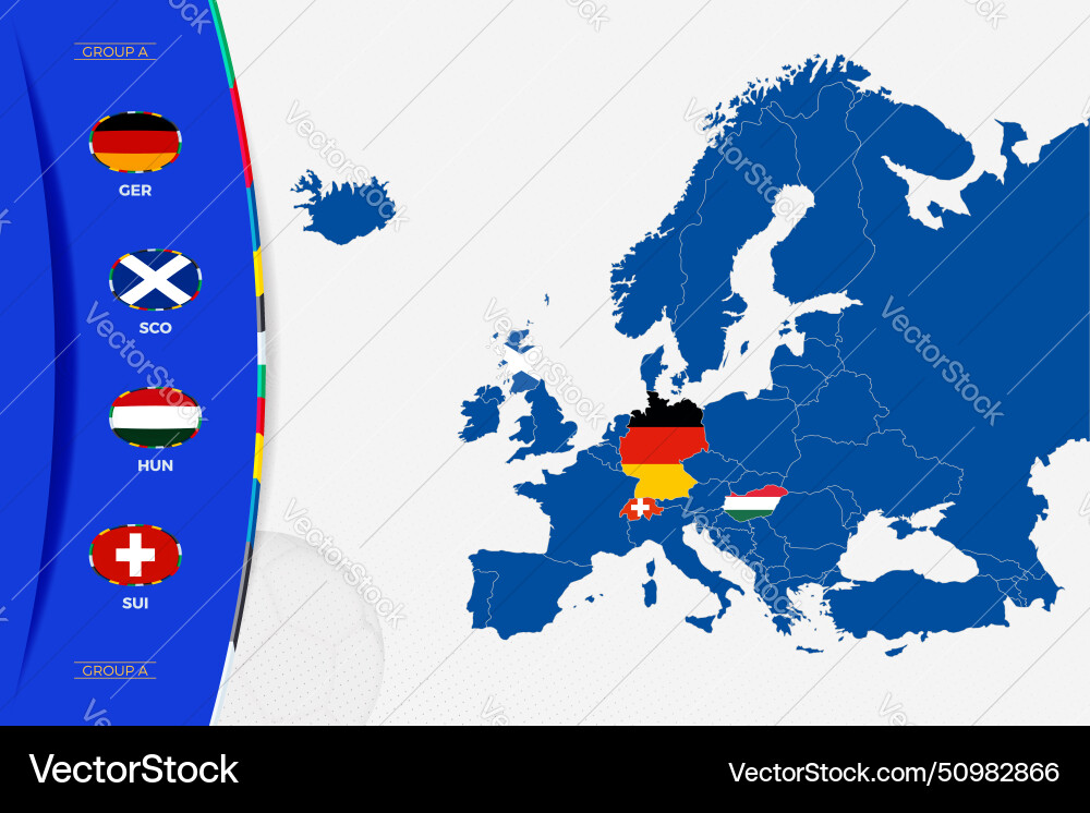 Map of europe with marked maps countries Vector Image