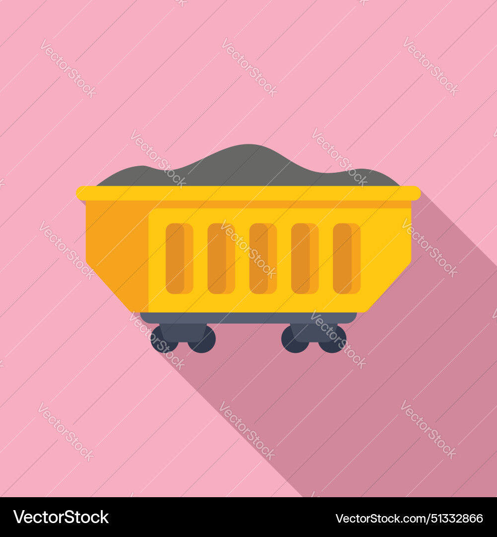 Mining cart icon on pink background Royalty Free Vector
