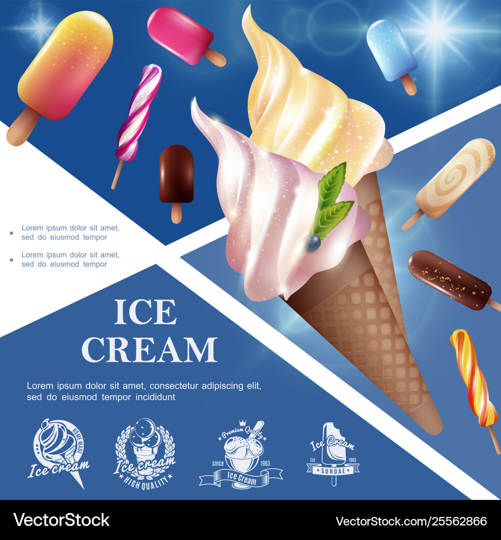 Realistic tasty ice cream template Royalty Free Vector Image