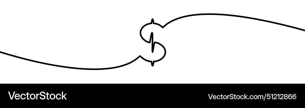 Us dollar symbol drawing by continuos line thin Vector Image