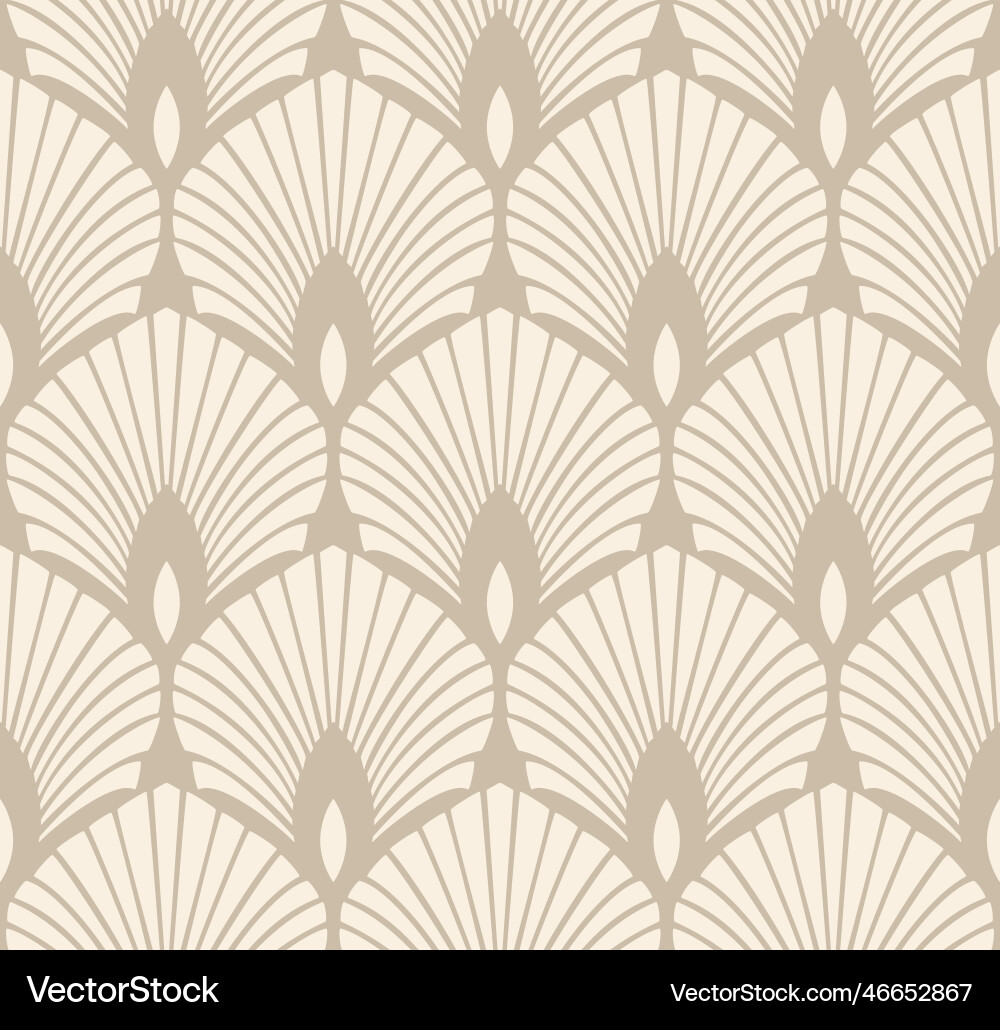 Art deco shell pattern in beige Royalty Free Vector Image