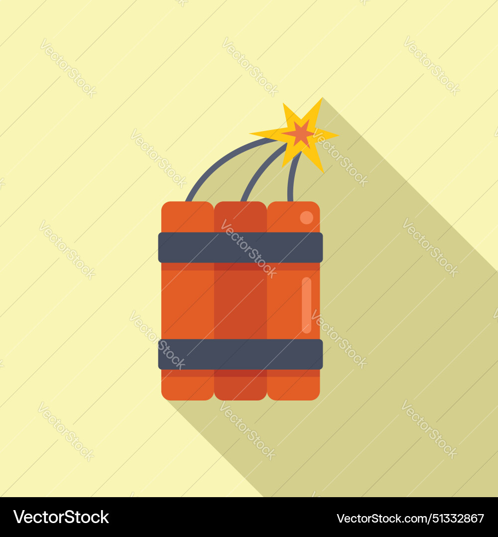 Cartoon dynamite with fuse on yellow background Vector Image
