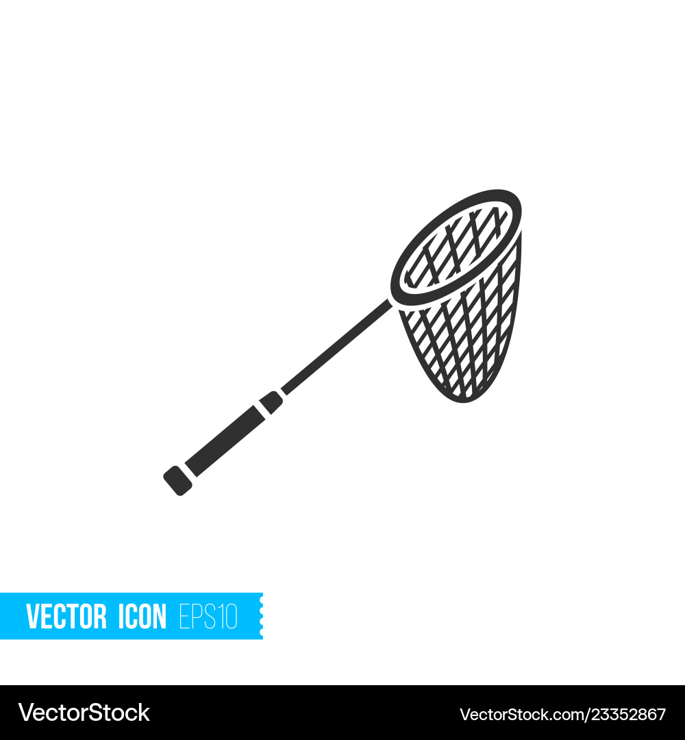 Fishing net with handle icon in silhouette flat Vector Image