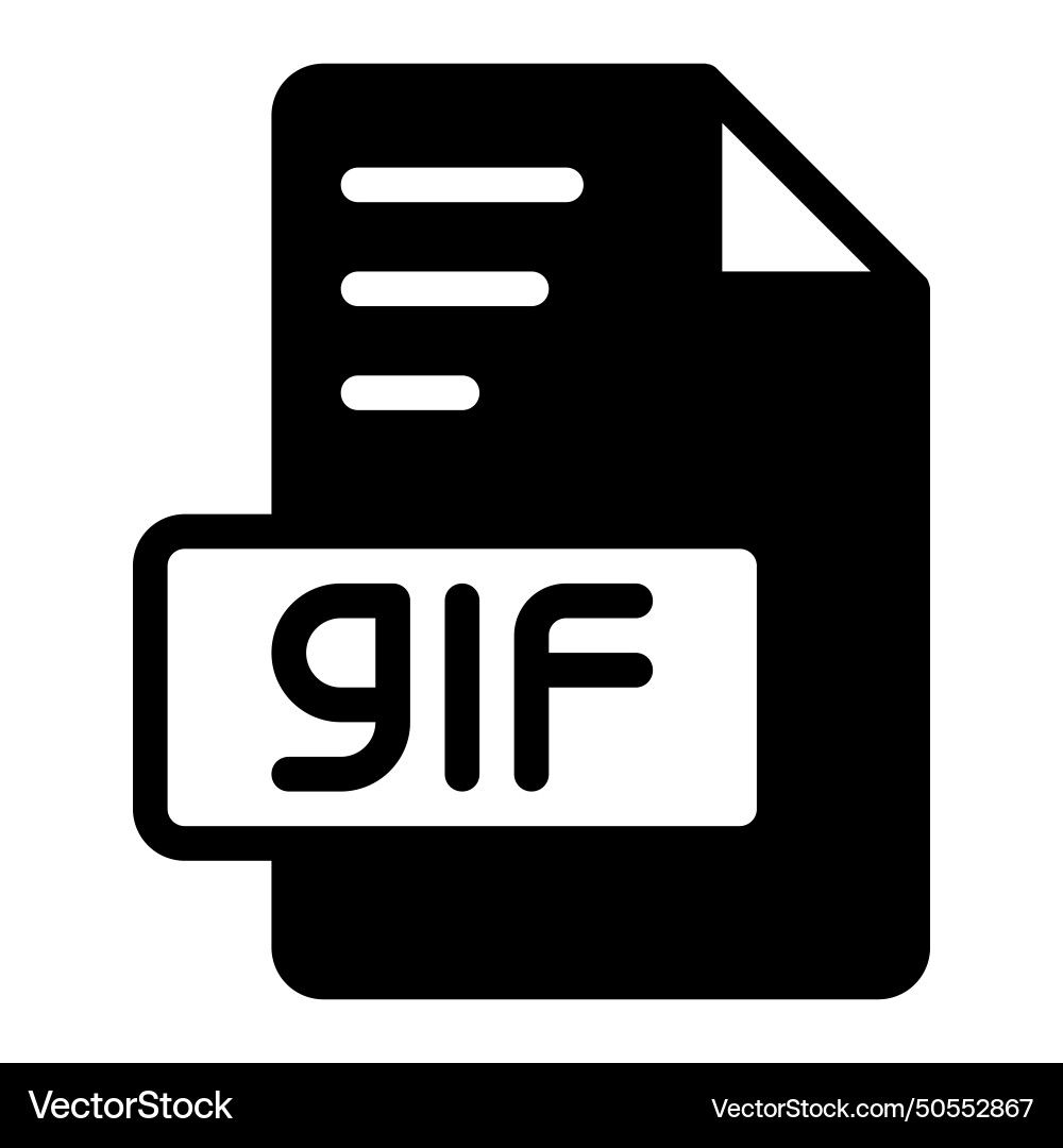 Gif icon glyph design image extension format file Vector Image