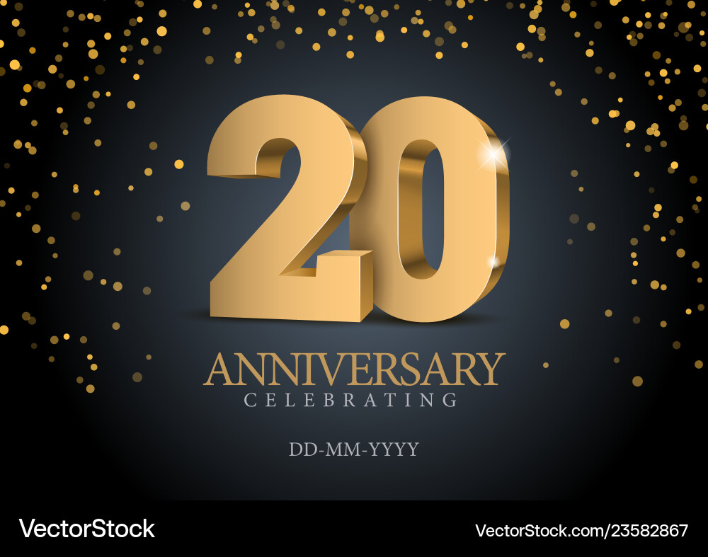 Gold 20th Anniversary Numbers – Royalty-Free Vector | VectorStock
