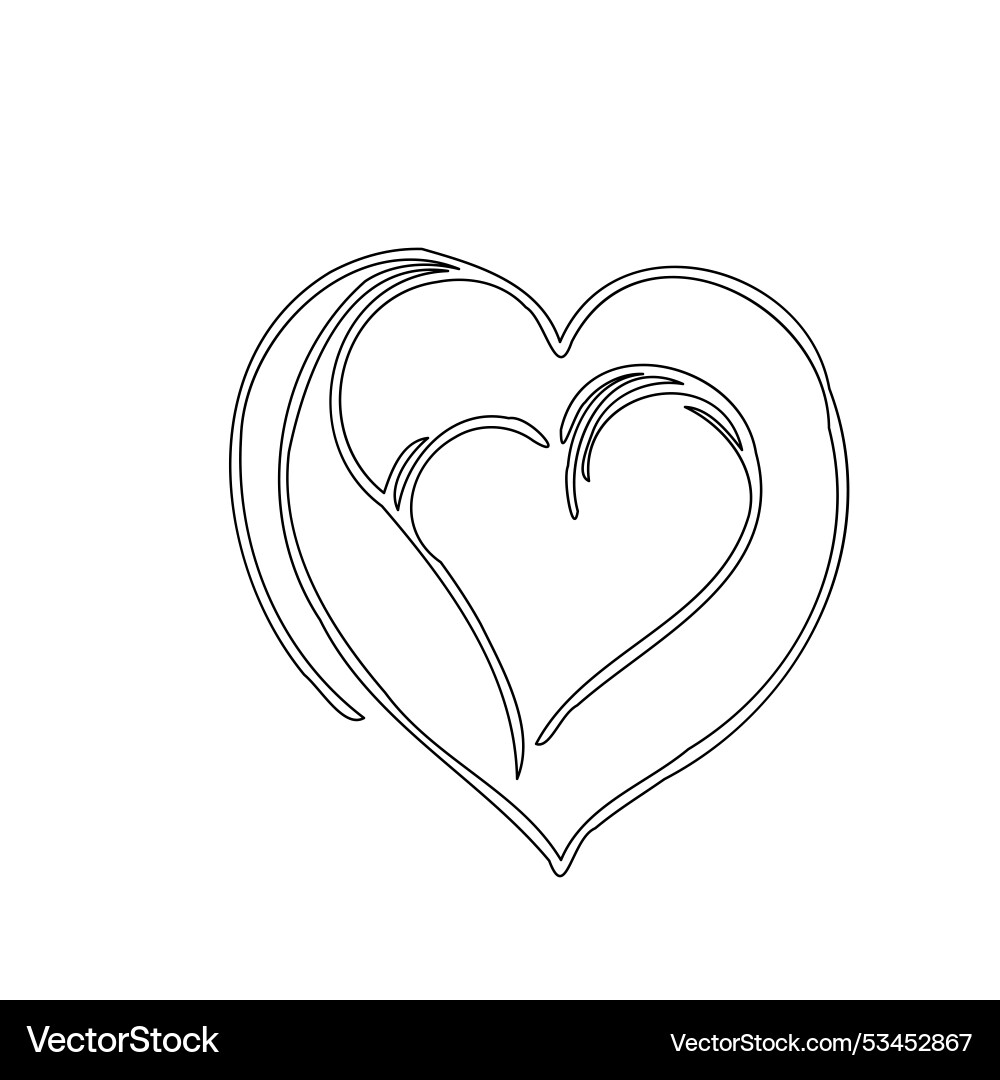 Heart shaped cake outline sketch Royalty Free Vector Image
