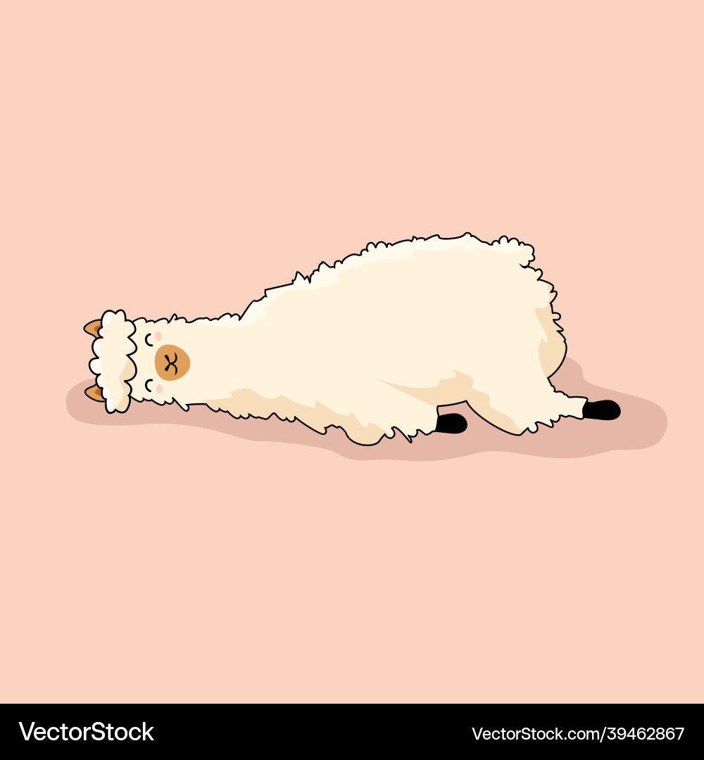 Lazy llama cartoon sleep alpaca Royalty Free Vector Image