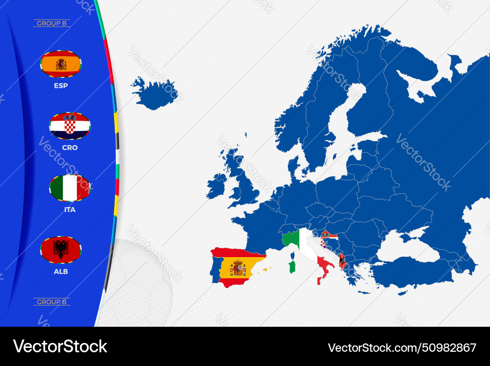 Map of europe with marked maps countries Vector Image