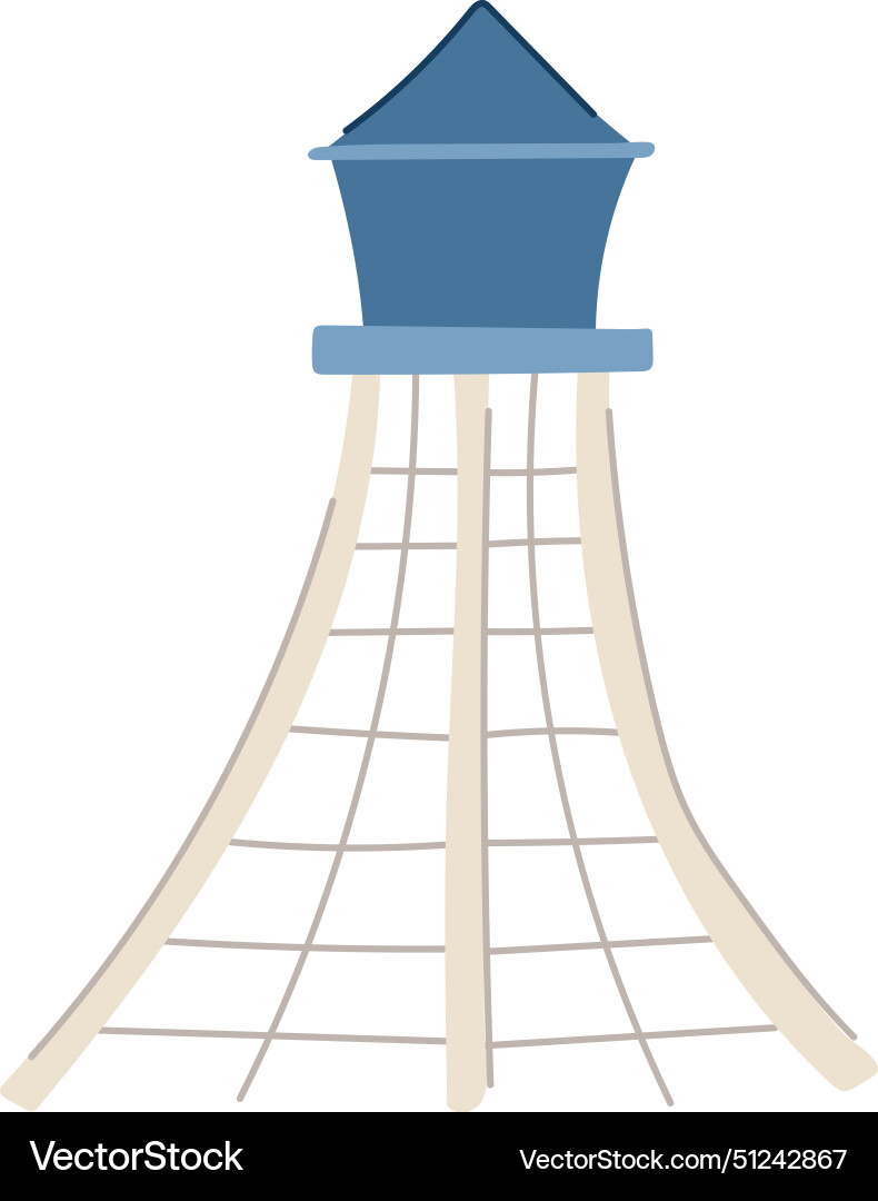 Metal water tower cartoon Royalty Free Vector Image