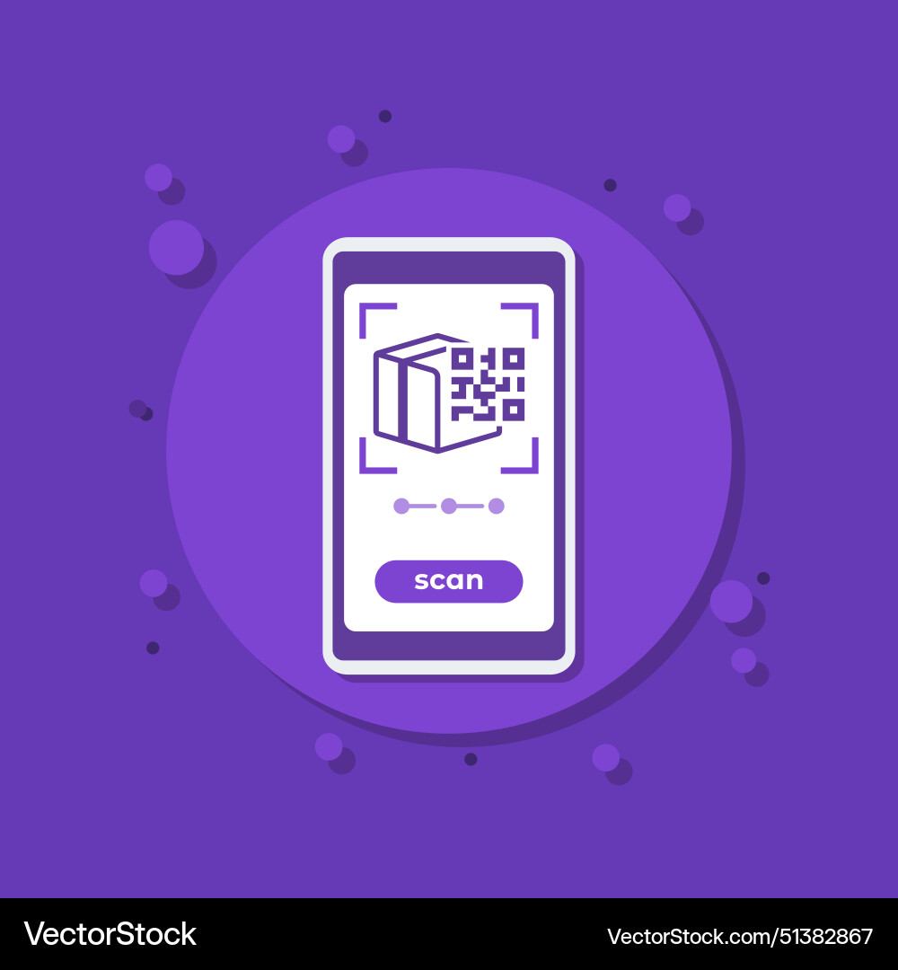 Parcel qr code scanning with a phone icon Vector Image