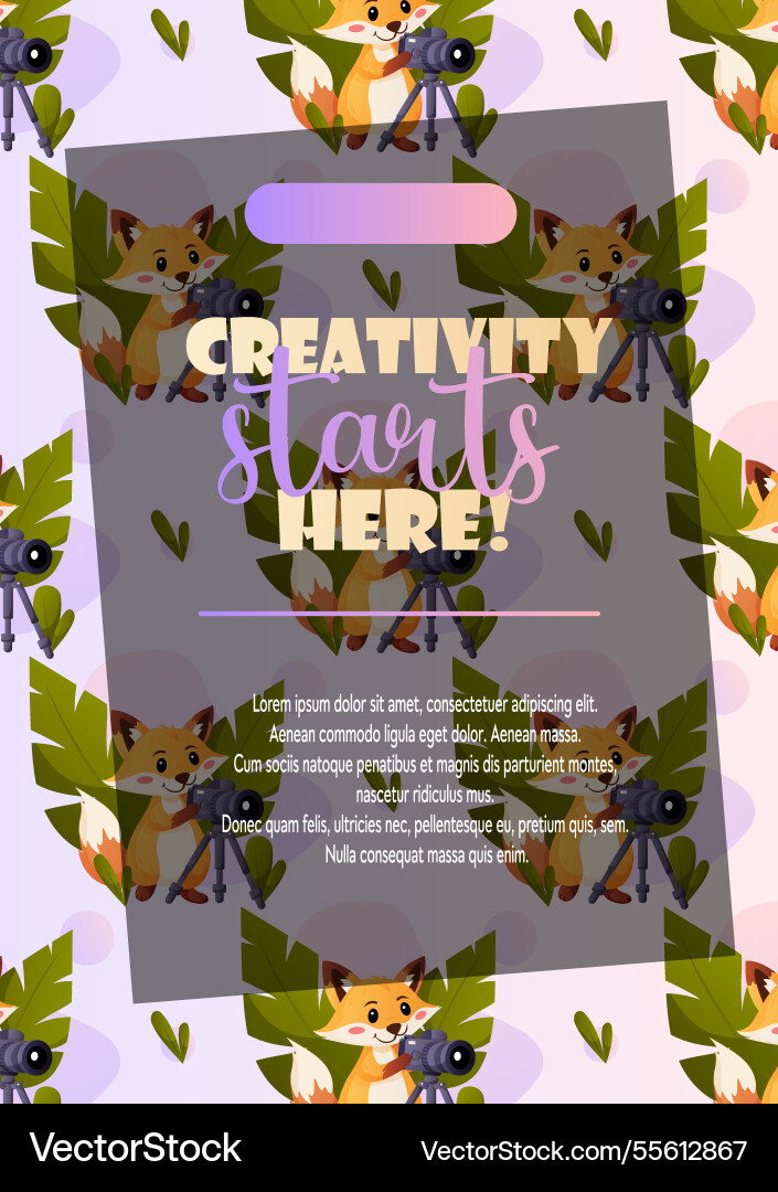 Promo flyer with a fox and a camera Royalty Free Vector