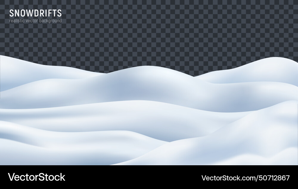 Snowdrift realistic transparent background Vector Image