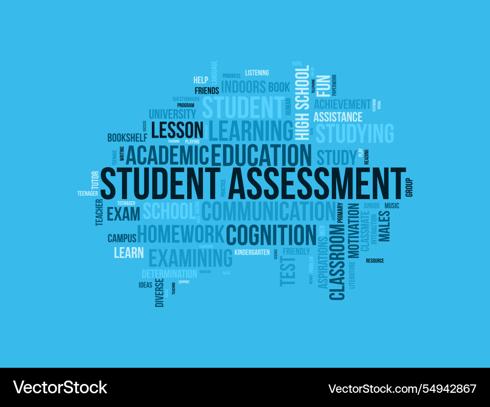 Student assessment word cloud template – Royalty-Free Vector | VectorStock