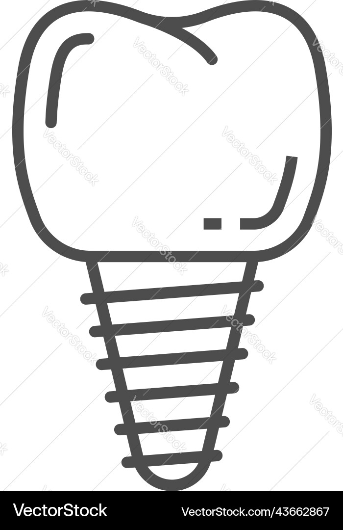 Tooth on screw isolated dental implant Royalty Free Vector