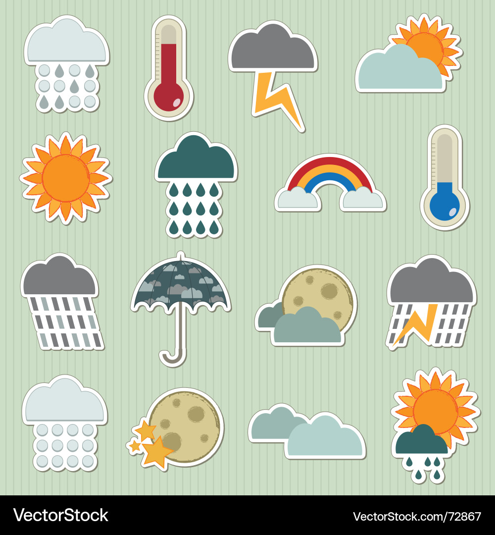 Weather Stickers Collection Royalty Free Vector Image