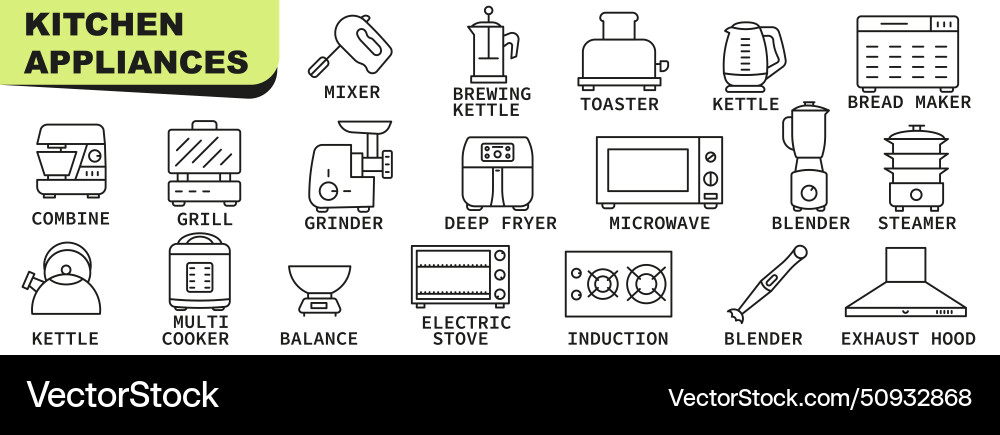 A simple set of kitchen appliances Royalty Free Vector Image