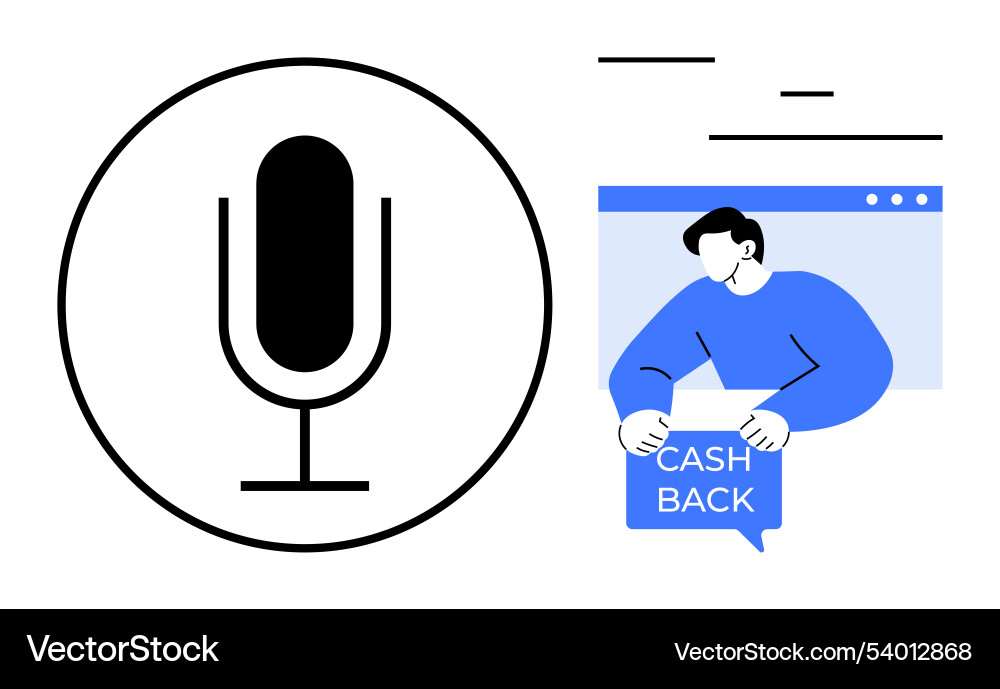 Cashback announcement concept with microphone Vector Image