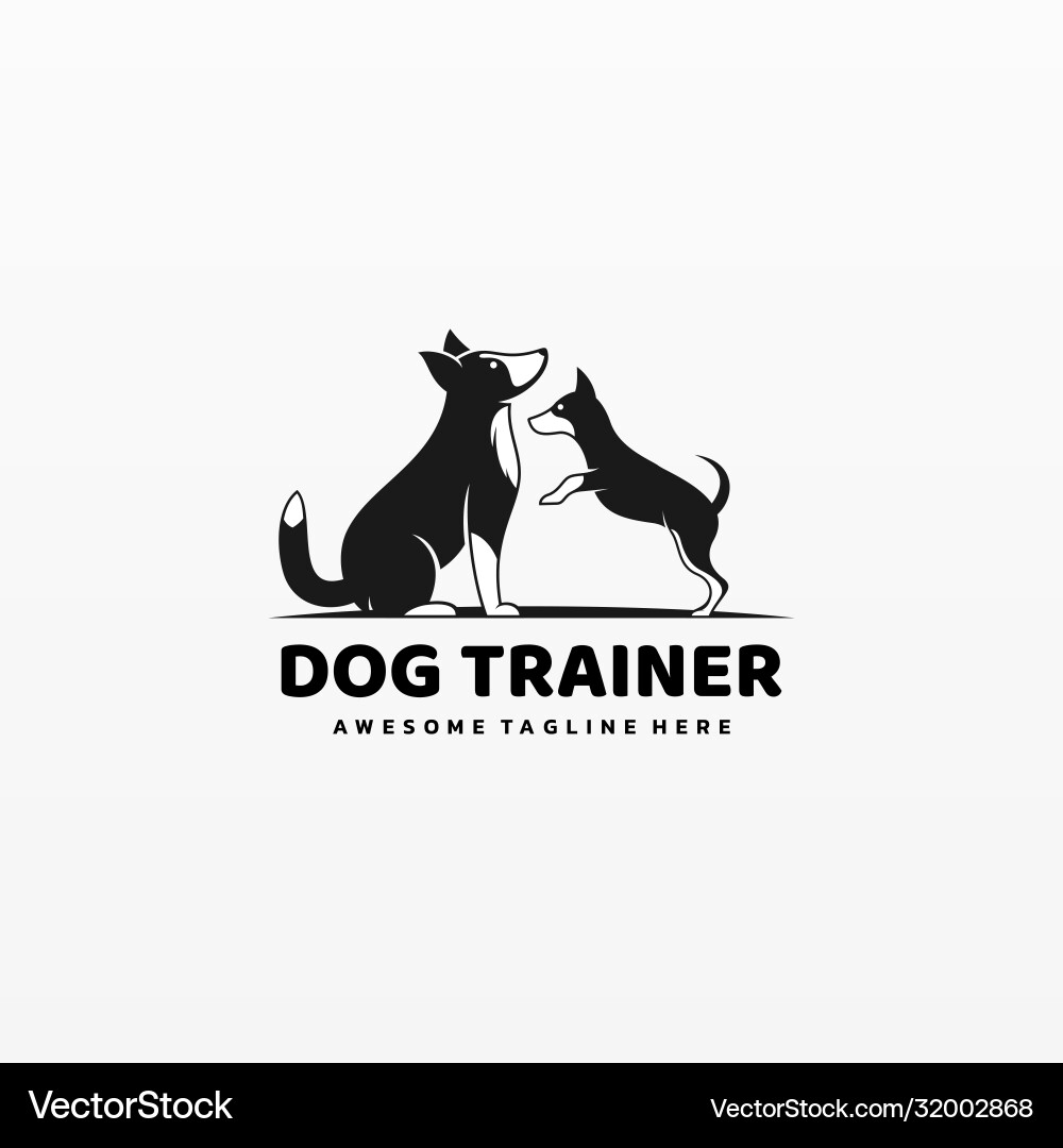 Logo dog trainer simple mascot style Royalty Free Vector