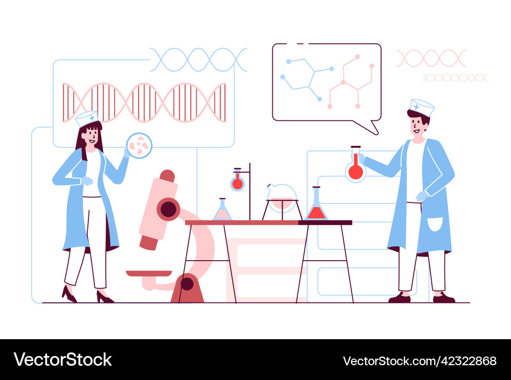 Medical laboratory concept in flat line design Vector Image