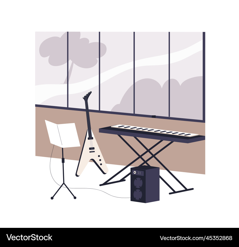 Music Room with Guitar & Synth Royalty Free Vector Image