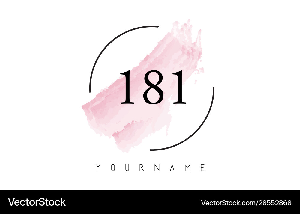 Number 181 watercolor stroke logo design Vector Image