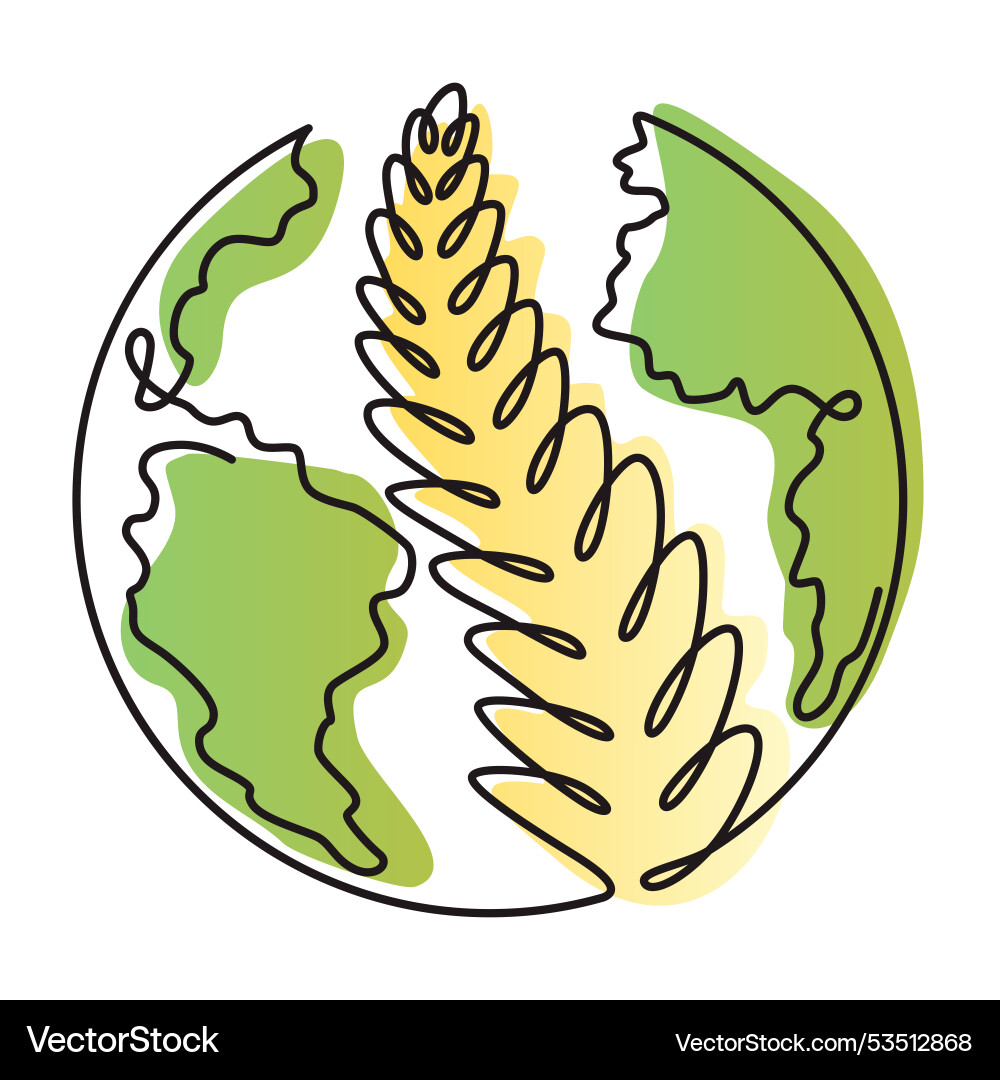 One line eco world single drawing Royalty Free Vector Image