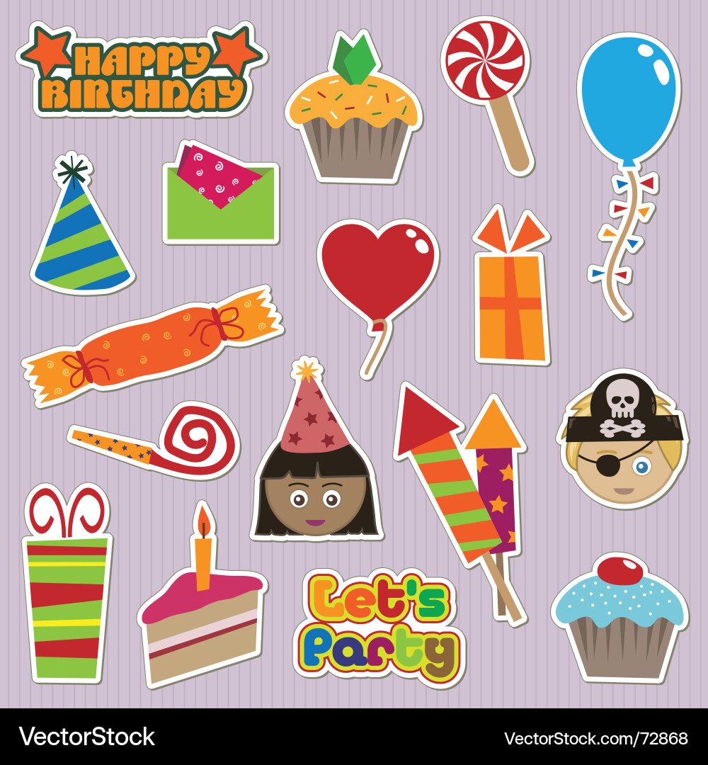 Party stickers Royalty Free Vector Image - VectorStock