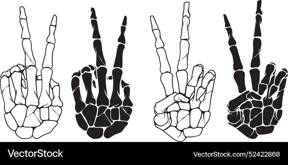 Peace hand skeleton Royalty Free Vector Image - VectorStock
