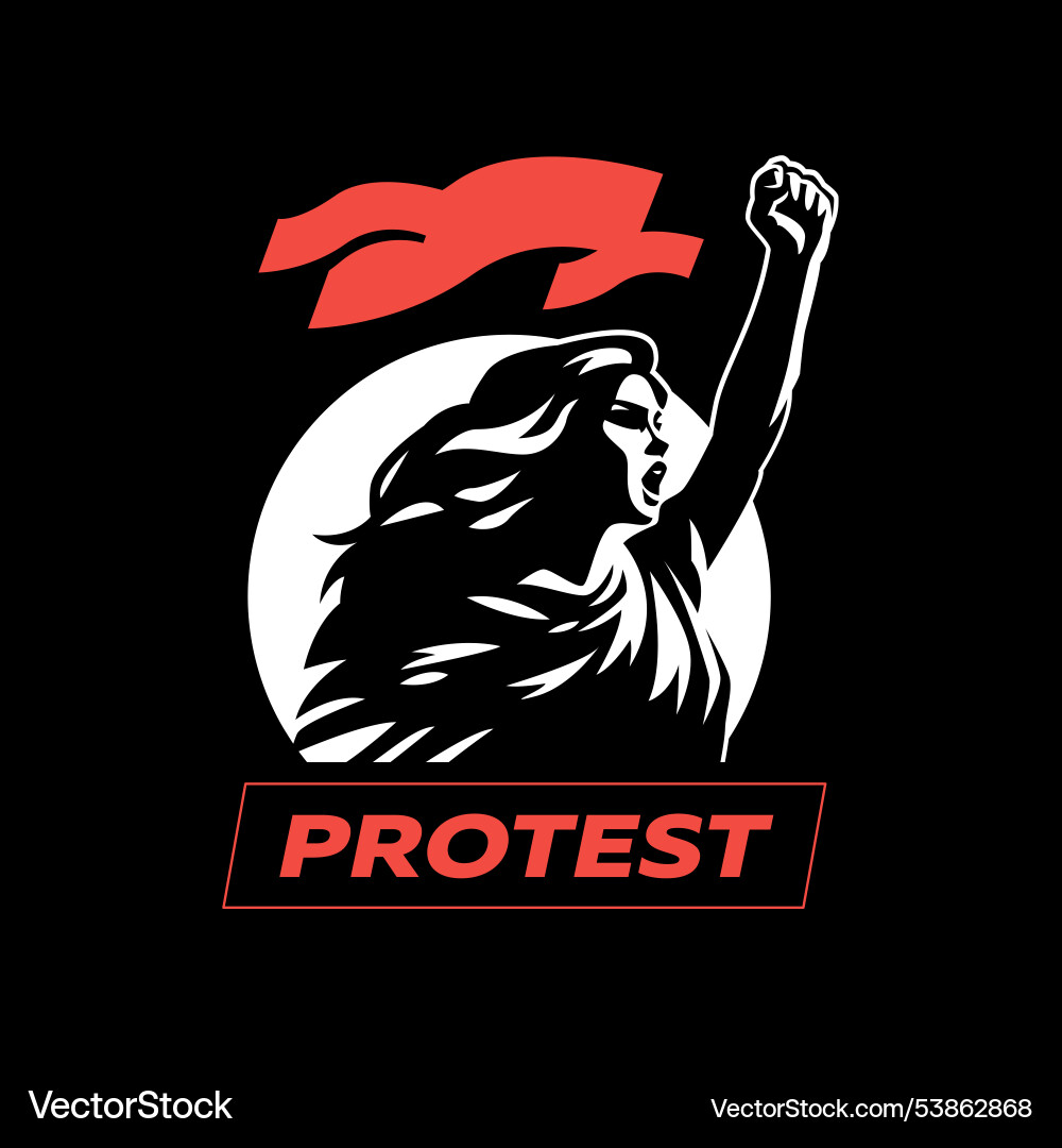 Protest woman people with a flag Royalty Free Vector Image