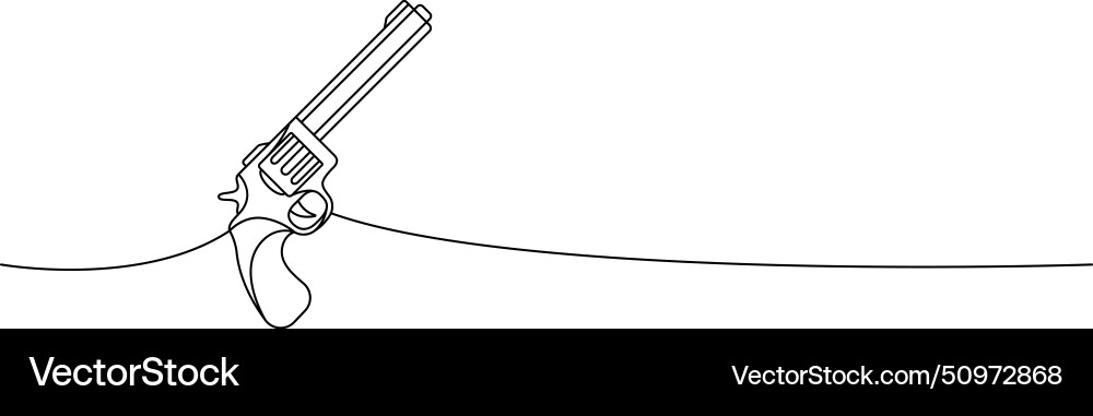 Revolver one line continuous drawing various Vector Image