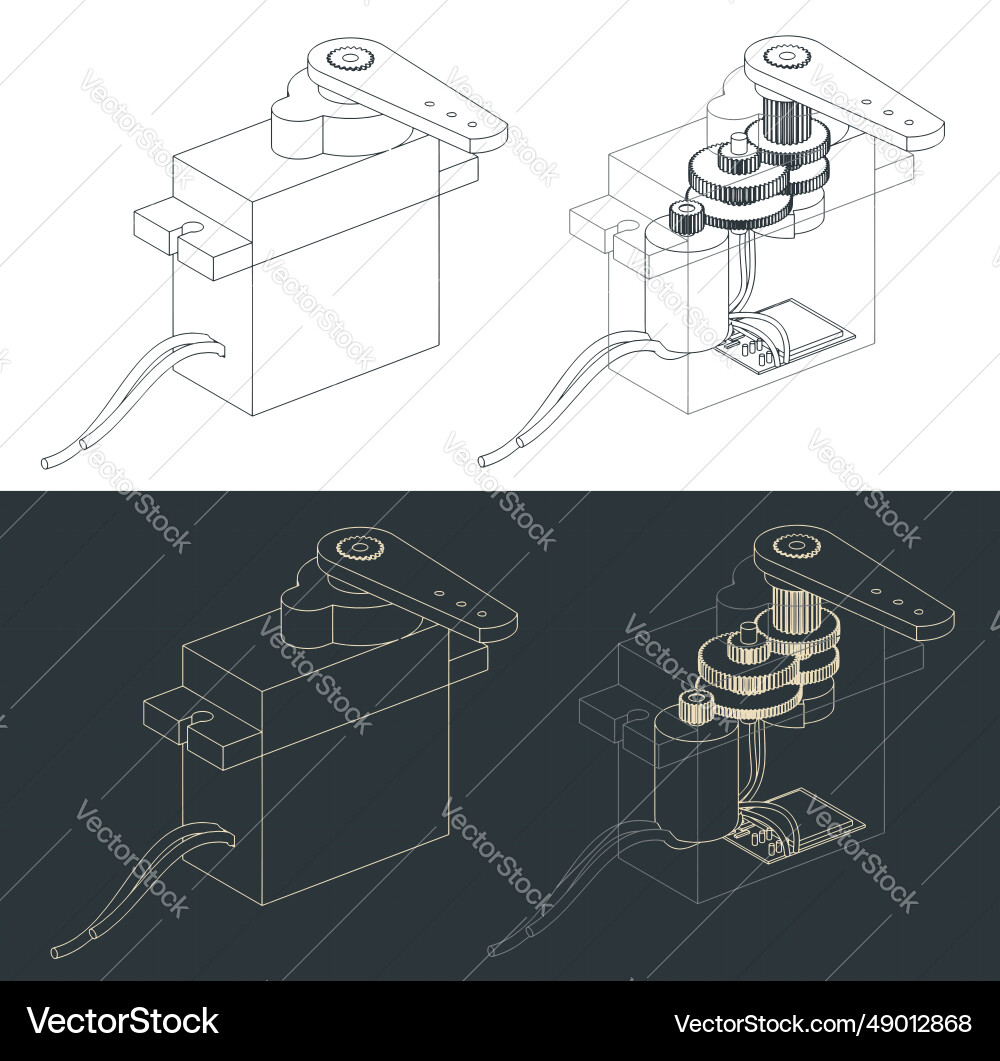 Servo Motor Technical Drawings Royalty Free Vector Image