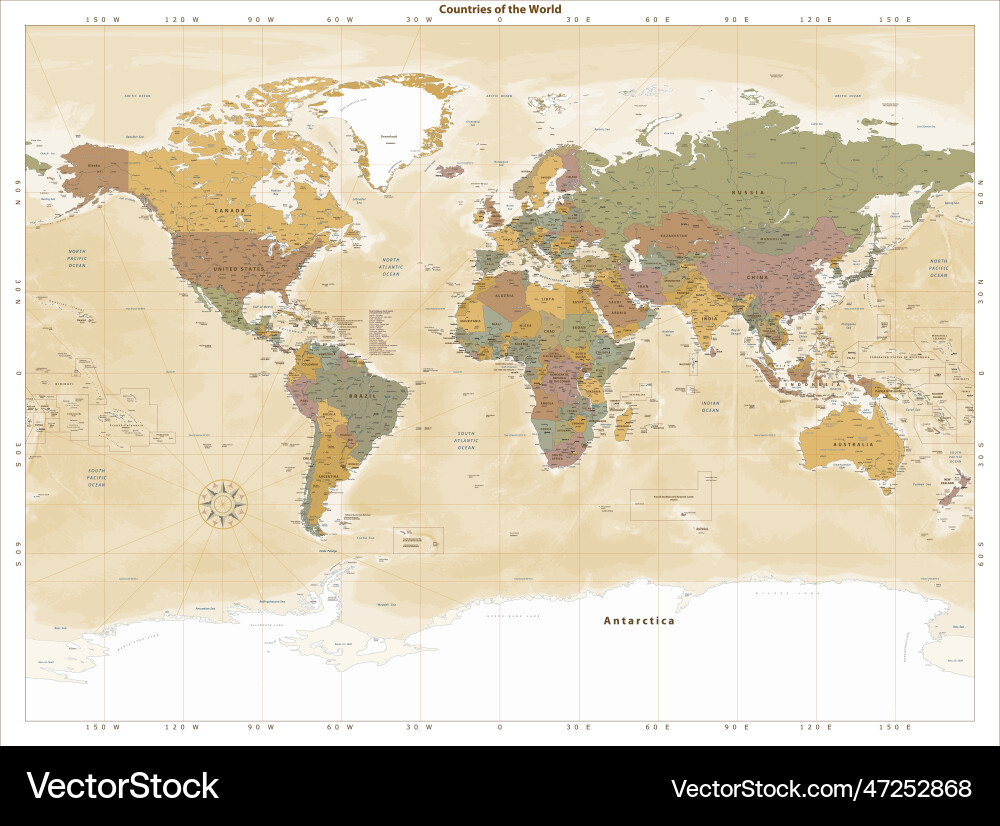Vintage Political World Map Royalty Free Vector Image