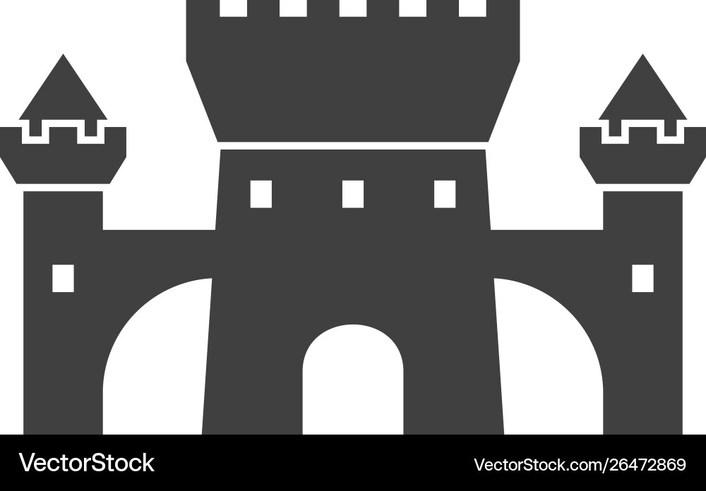 Castle black icon medieval building Royalty Free Vector