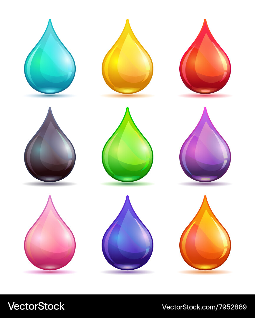 Colorful drops set Royalty Free Vector Image - VectorStock