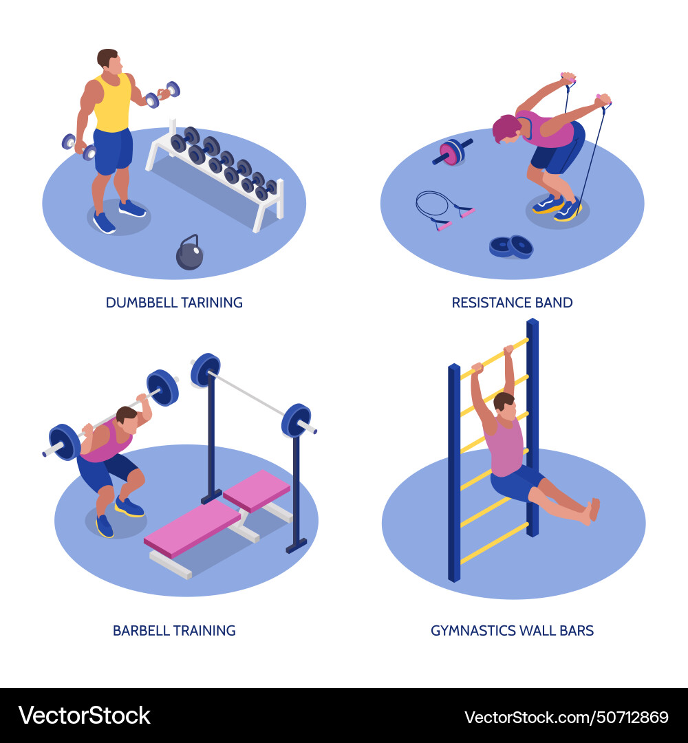 Fitness isometric set Royalty Free Vector Image
