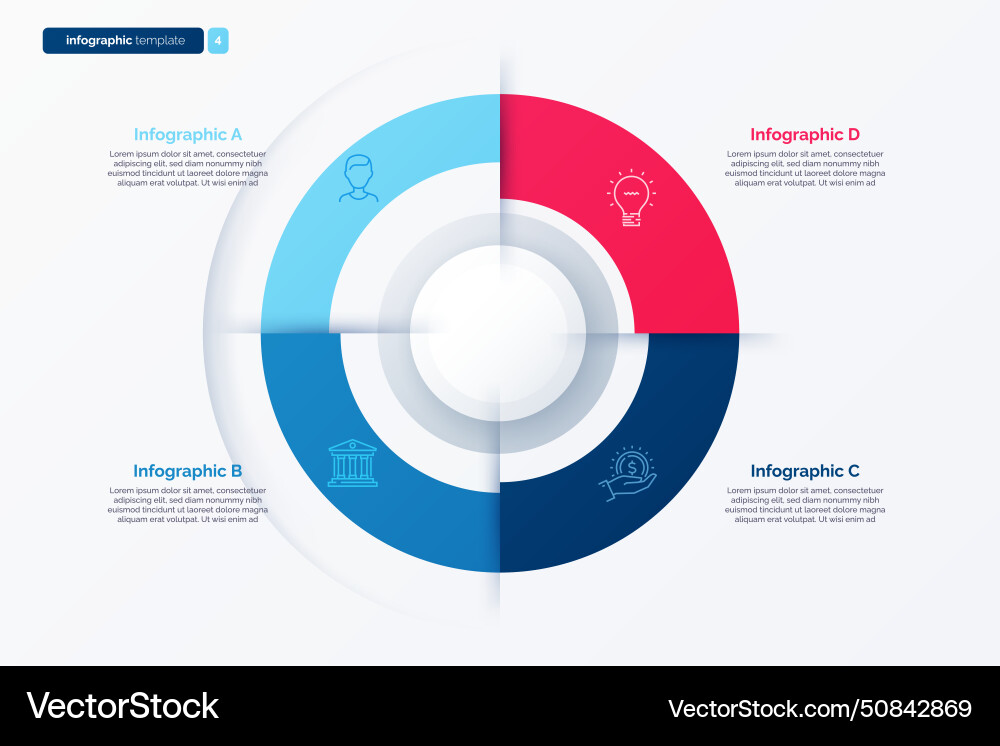 Four option cycle infographic chart Royalty Free Vector