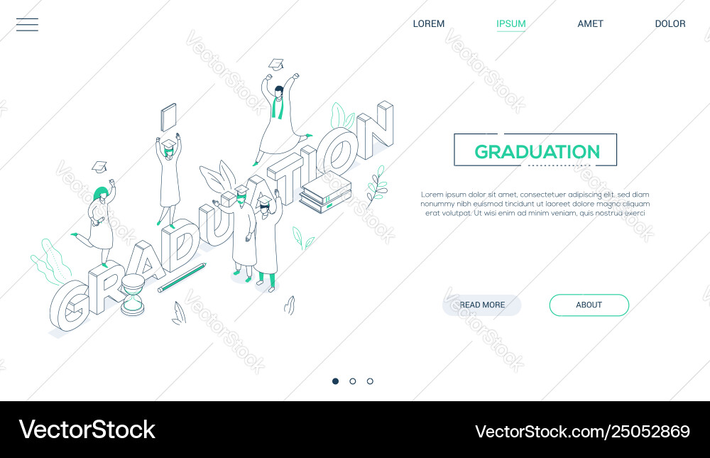 Graduation concept - line design style isometric Vector Image