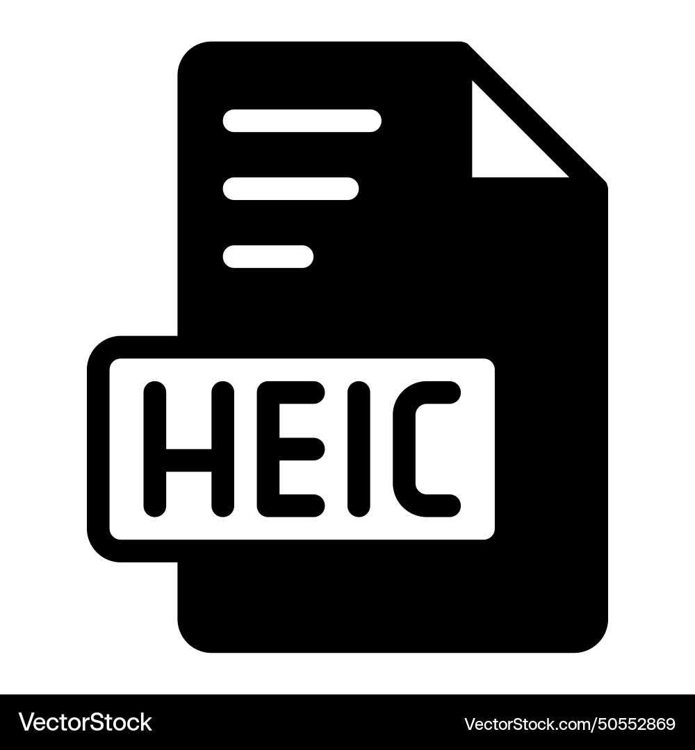 Heic icon glyph design image extension format Vector Image