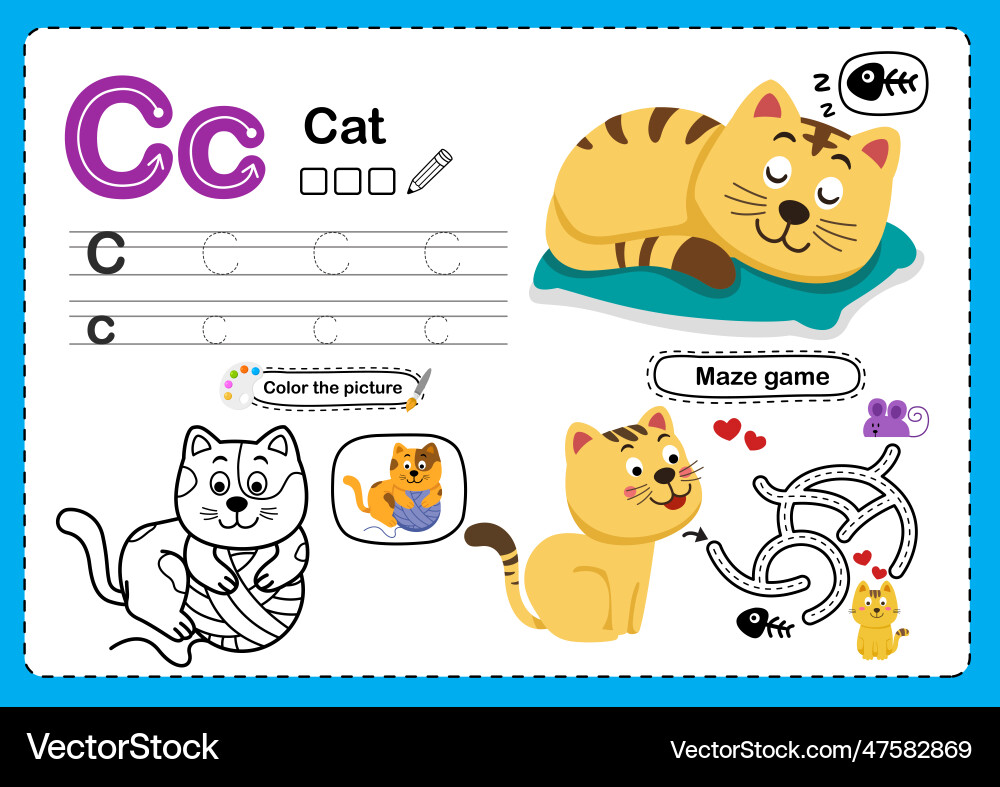 Isolated animal alphabet letter c-cat Royalty Free Vector