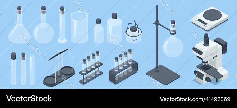 Isometric analysis lab chemical laboratory Vector Image