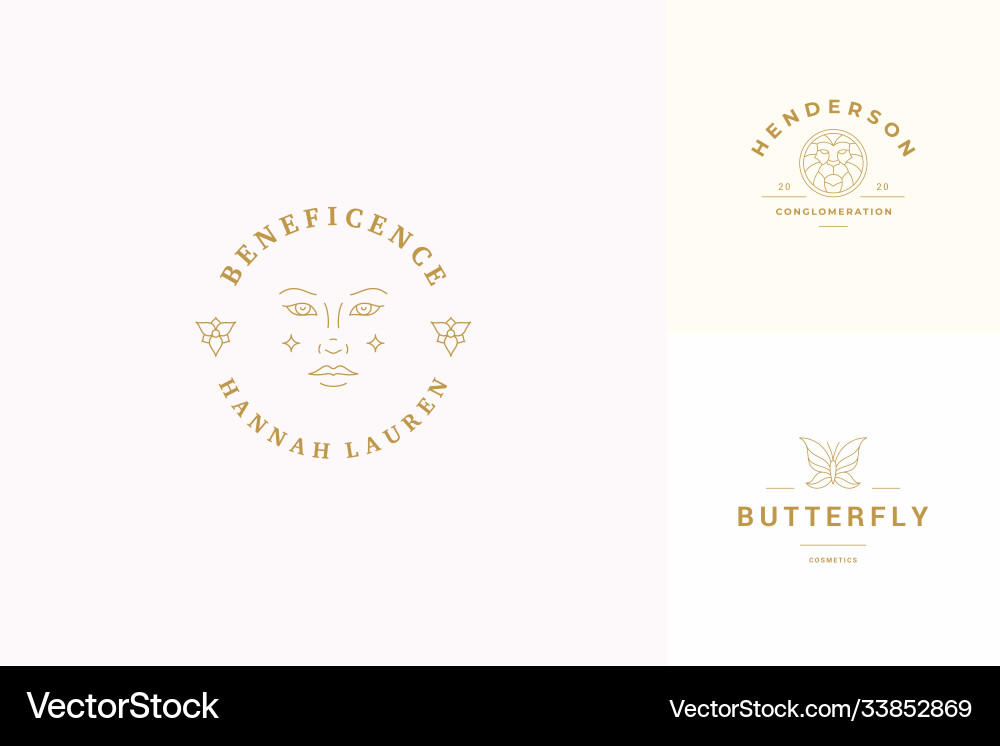 Line logos emblems design templates set Royalty Free Vector